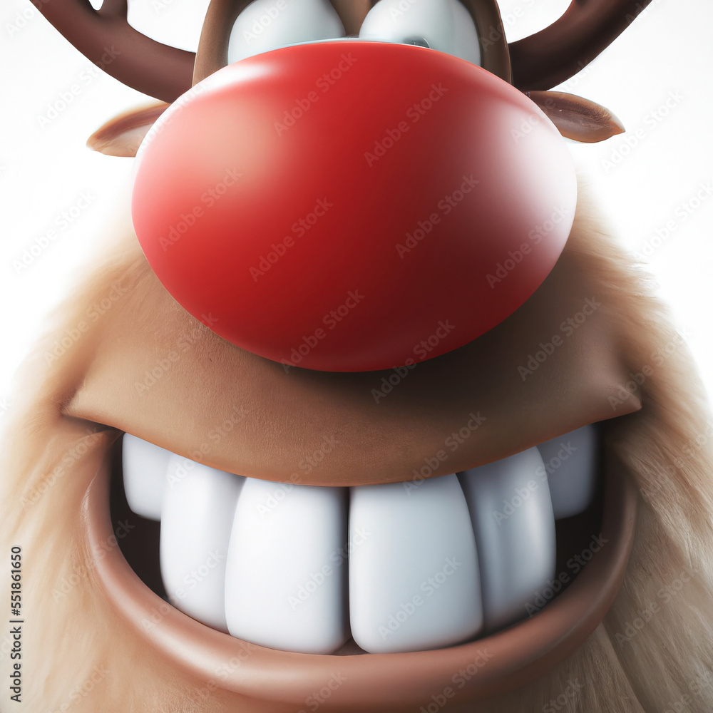 Rudolph the Red-nosed Reindeer illustration, Christmas concept ...