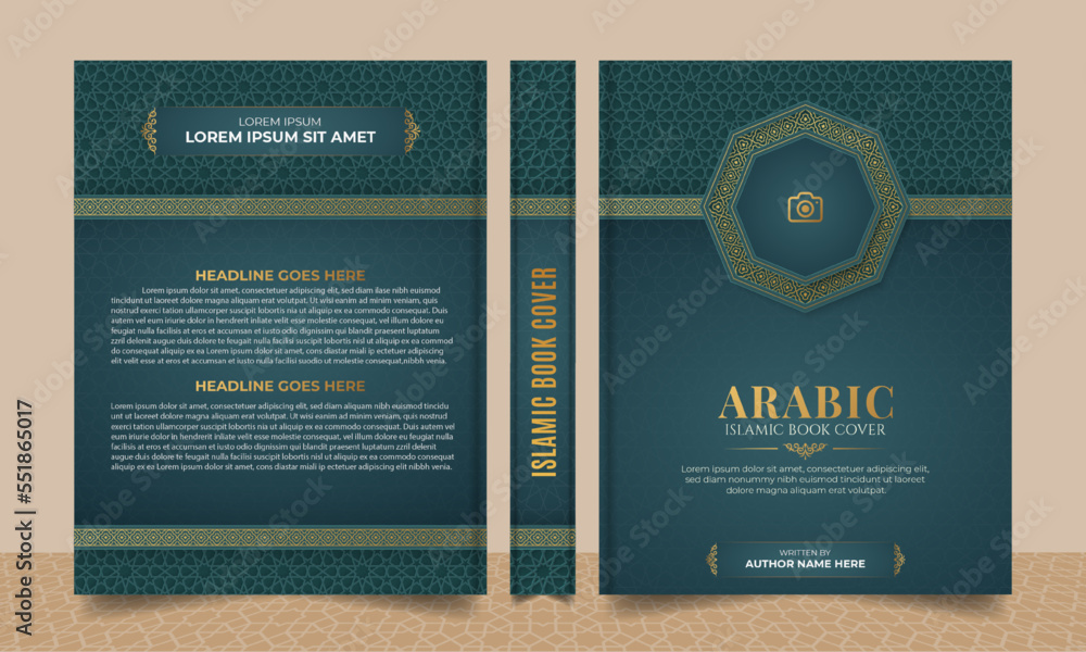 Arabic Islamic Style Book Cover Design with Arabic Pattern and photo ...