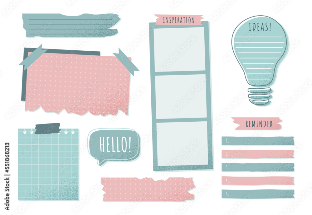 Vision board set. Collection of graphic elements for website, space for ...
