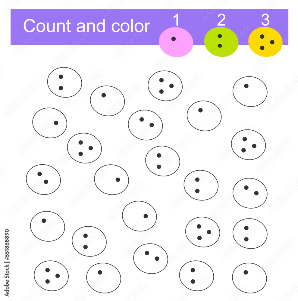 Math Exercises For The Study Of Numbers Count And Color Preschool Math Exercises For The Study Of Numbers Count And Color Preschool