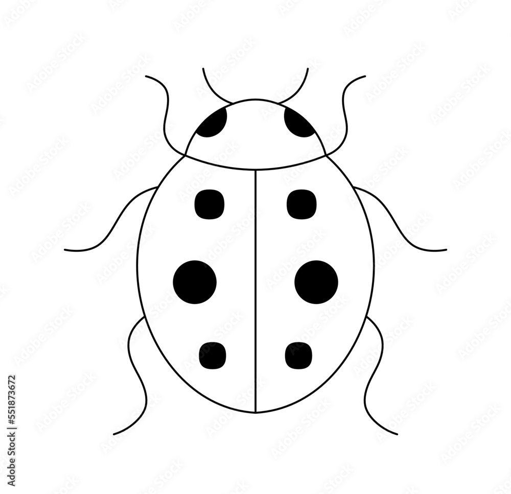 Vector isolated simple minimal ladybug beetle with black spots top view ...