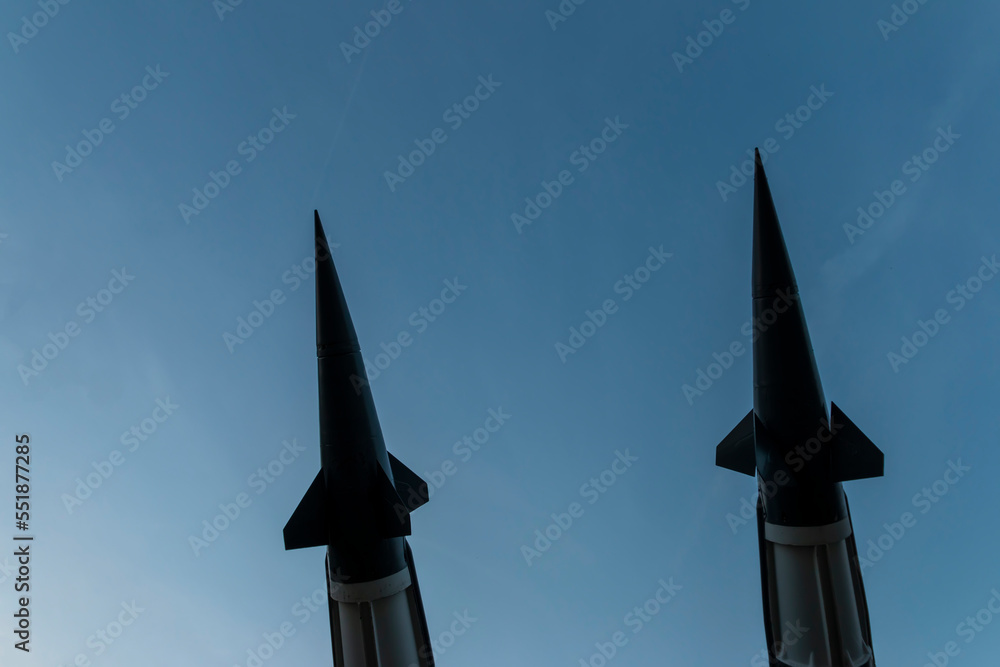 View of the air defense missile system on self propelled launching ...