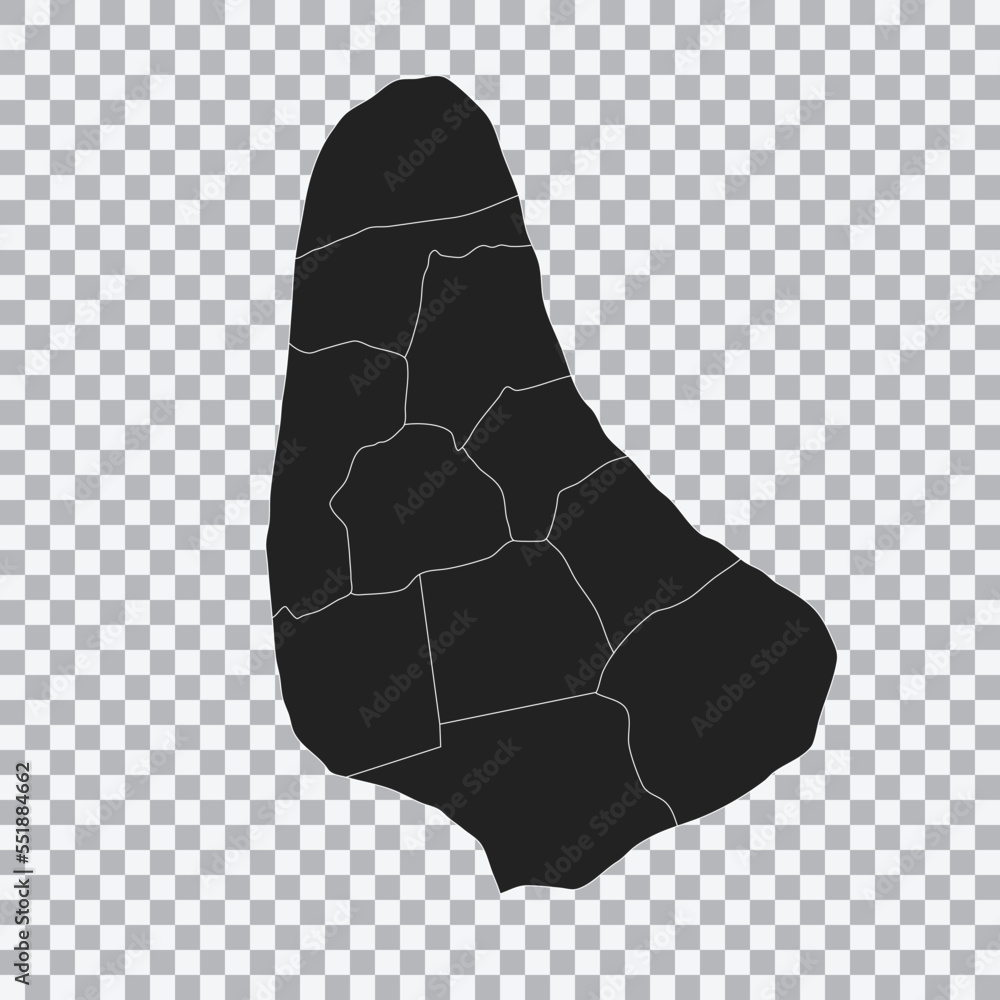 Political map of the Barbados isolated on transparent background. High ...