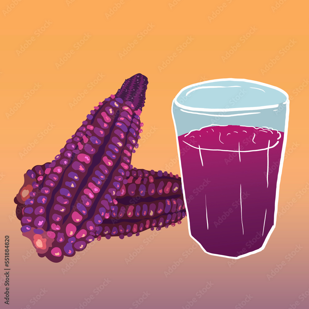 chicha morada peruvian drink illustration Stock Illustration | Adobe Stock