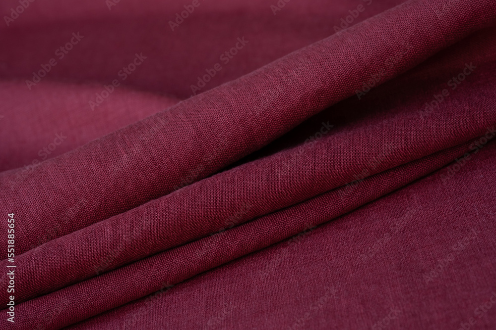 Natural linen fabric texture. Wrinkled marron linen cloth folded ...