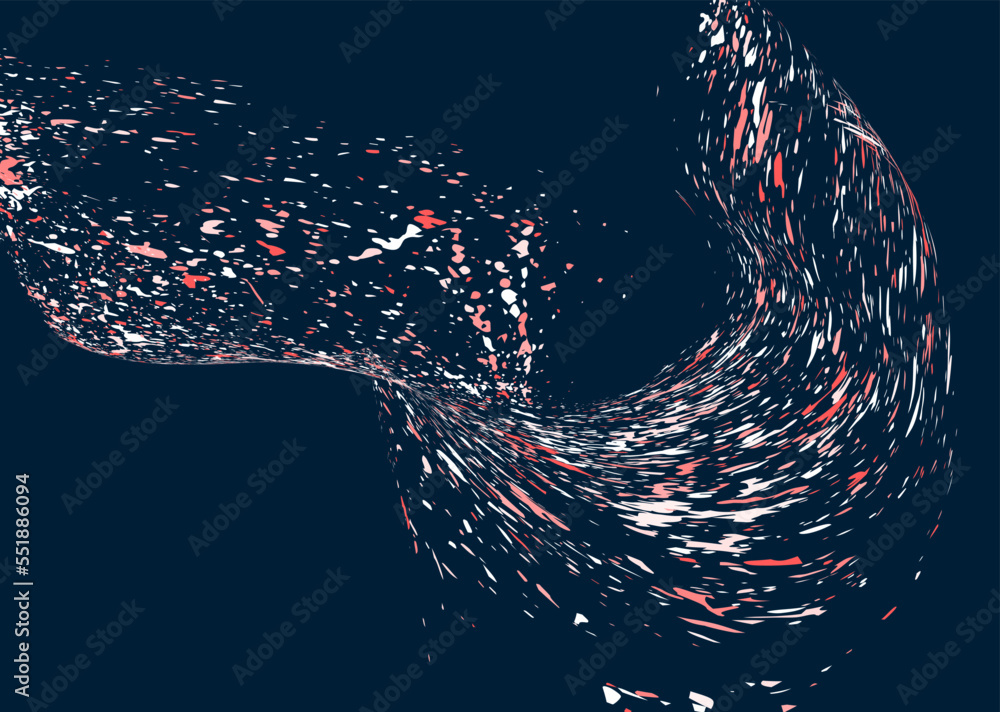 Multi-colored dust particles and debris, paint splashes, strokes are ...