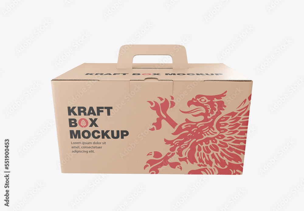 Kraft Paper Box with Handle Mockup Stock Template | Adobe Stock