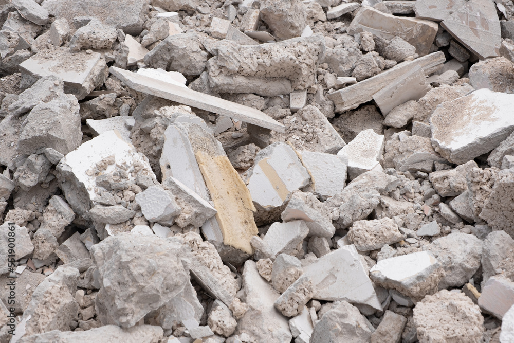 Shattered, Broken Clay concrete Bricks, Construction Waste. Renovation ...