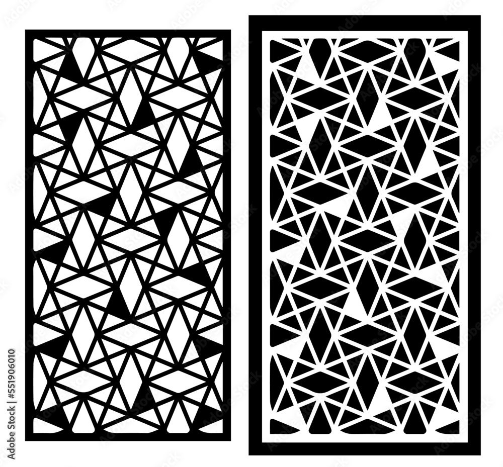 The geometric panel, screen, and fence. Modern CNC pattern. Laser ...