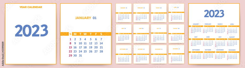 Month and year calendar template for 2023. Calendar template for 2023 ...