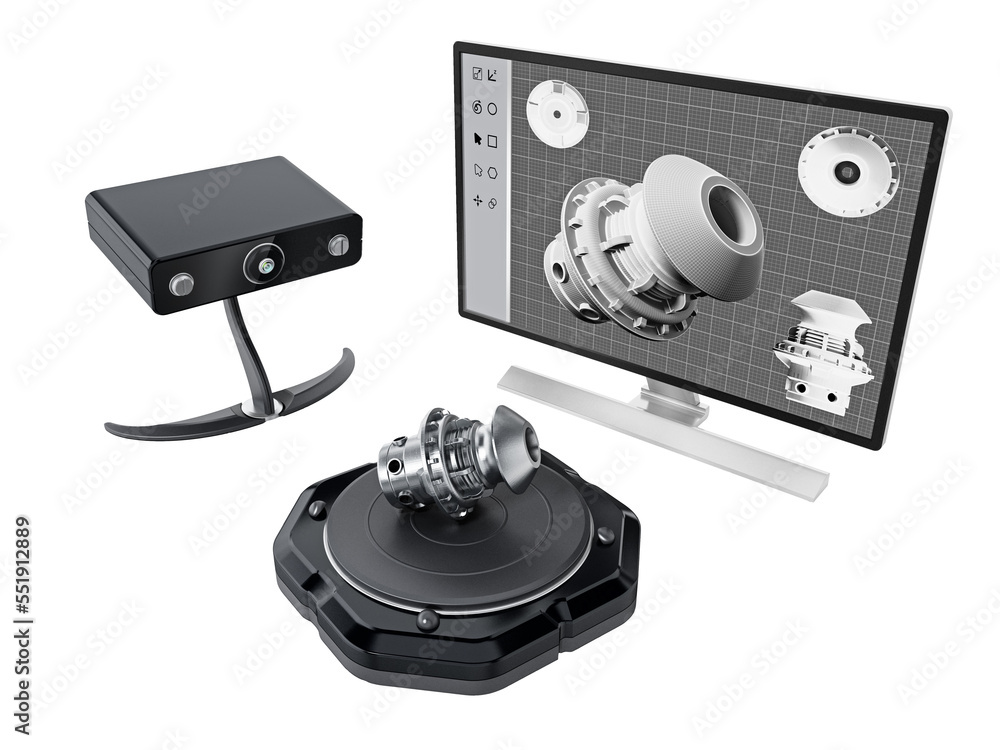 Fictitious 3D scanner on transparent background. Stock Illustration ...