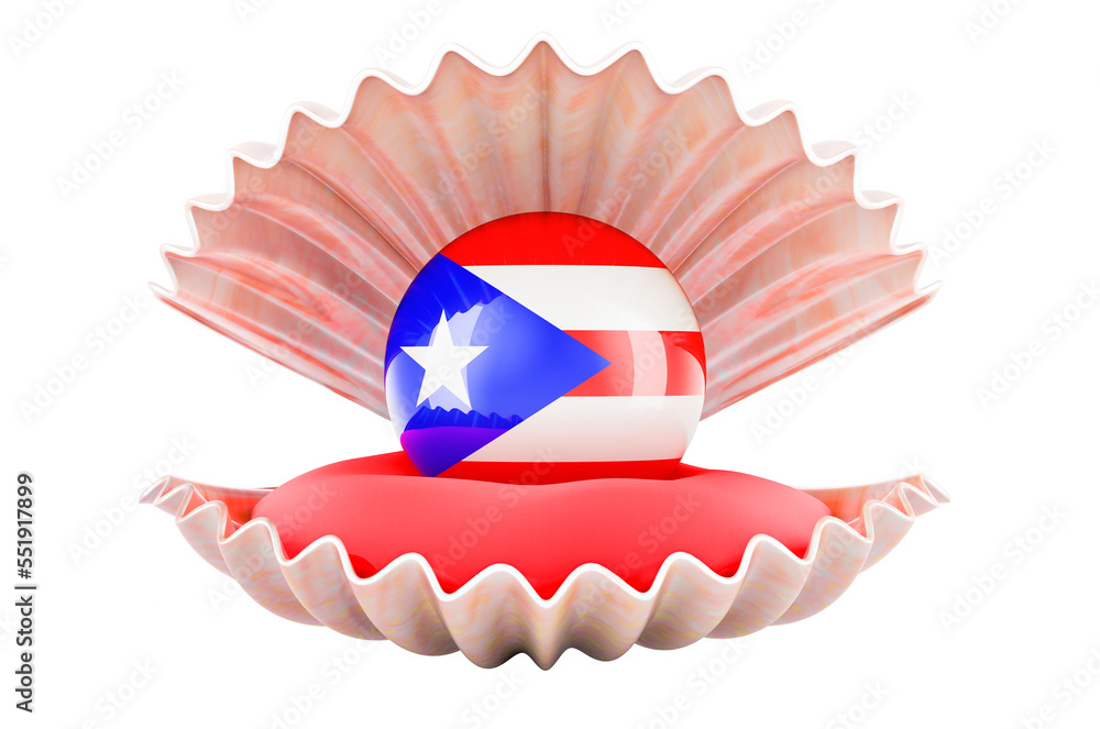 Travel in Puerto Rico, concept. Pearl with Puerto Rican flag inside ...
