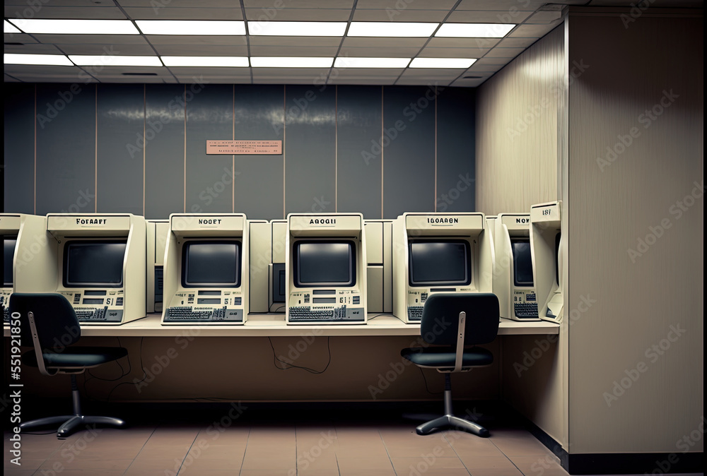 No one is present in the vacant computer and audio equipment equipped ...