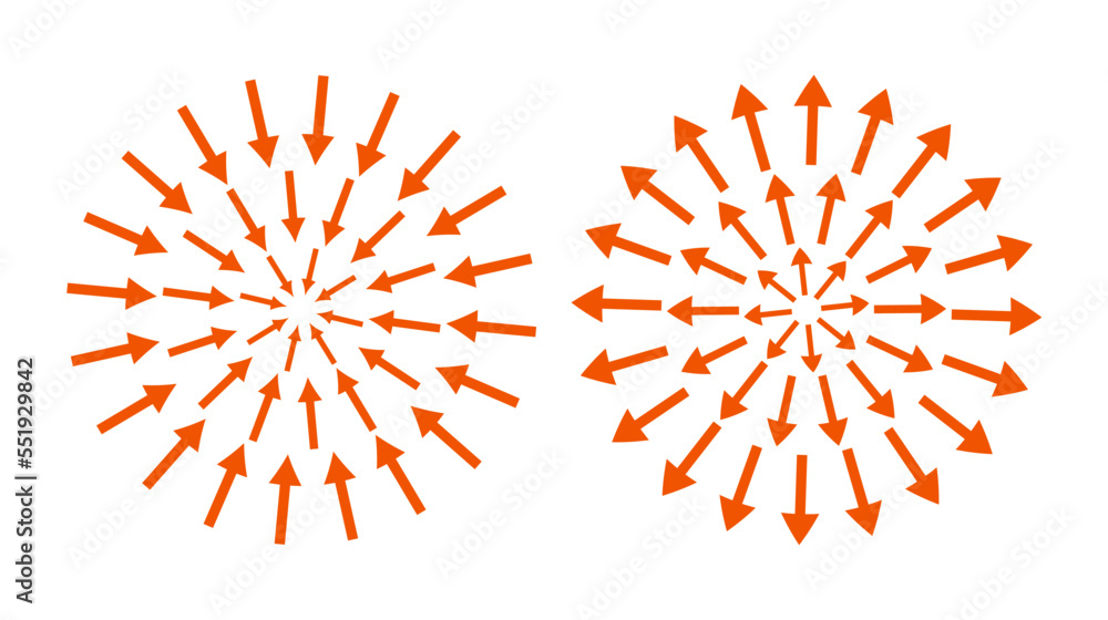 Red concentric arrows pointing inside and outside. Epicenter, target ...