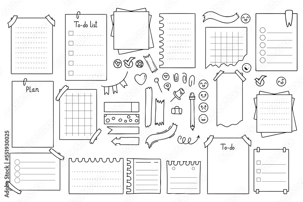 Vector Doodle sheets of various notebooks. Set Label for notebook ...
