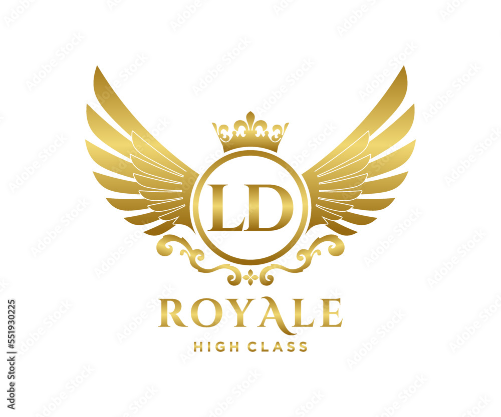 Golden Letter LD template logo Luxury gold letter with crown. Monogram ...