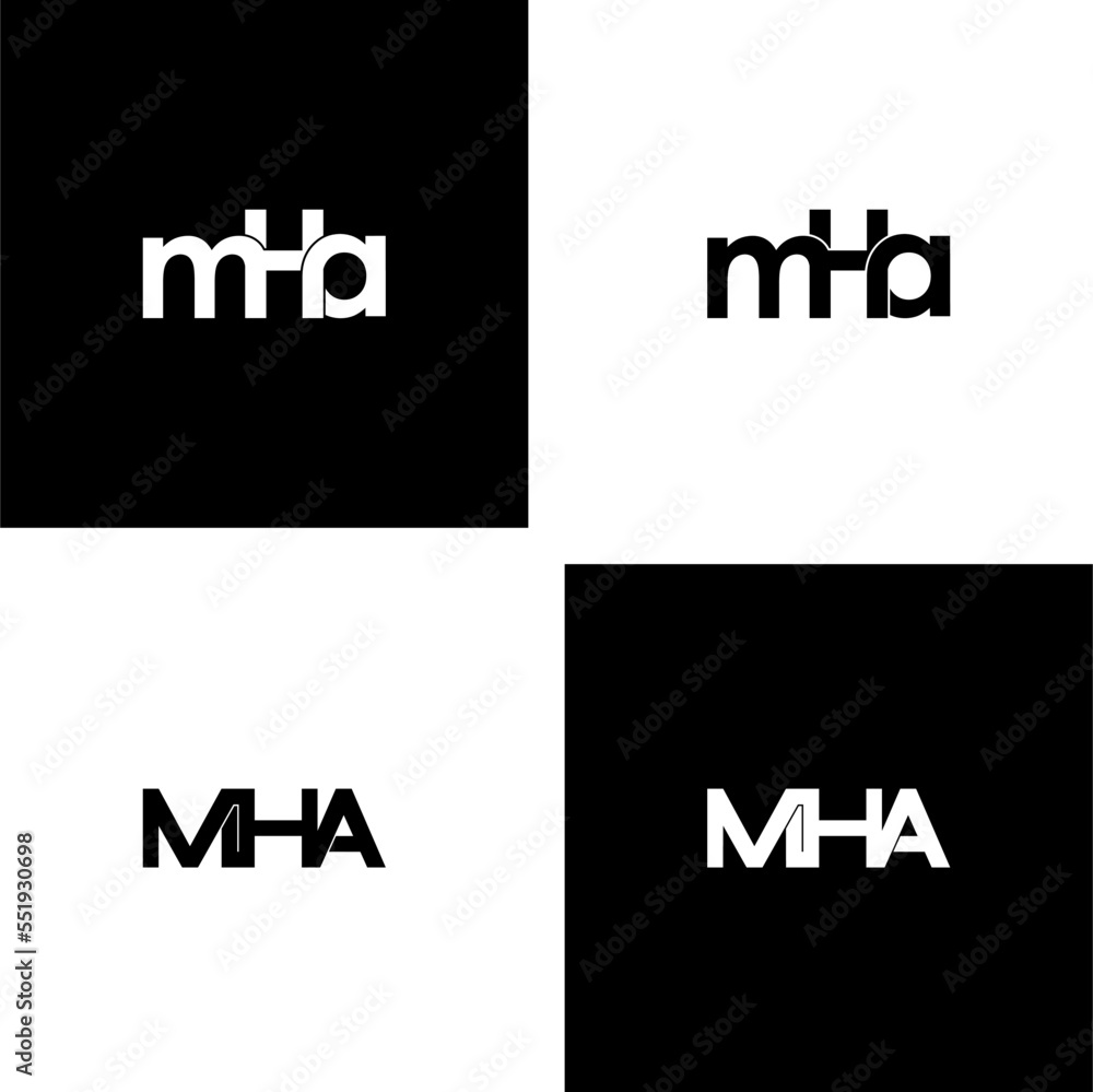 mha letter initial monogram logo design set Stock Vector | Adobe Stock