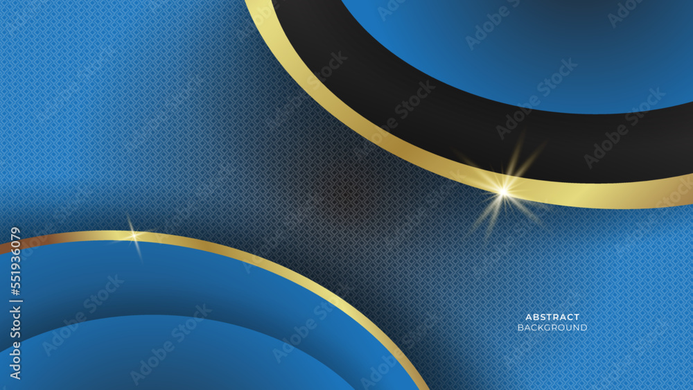 Blue and gold abstract background luxury light golden line template ...