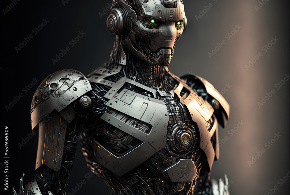 Concept of a robot cyborg ai robotics android. Generative AI Stock ...