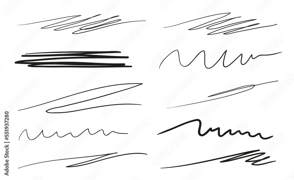 Hand drawn underlines on white. Abstract backgrounds with array of ...