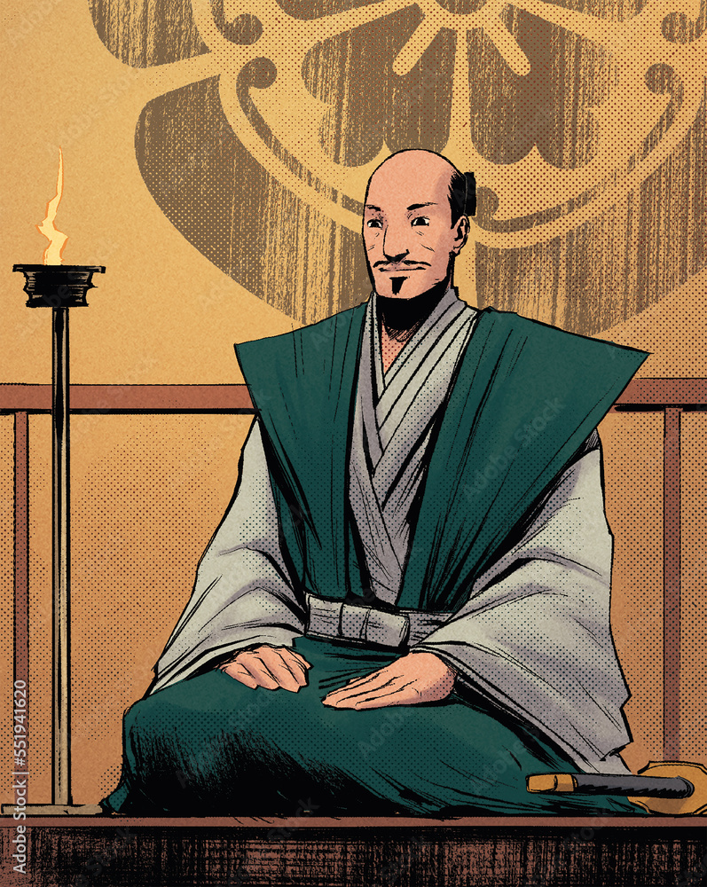 daimyo oda nobunaga, seated japanese nobleman, samurai Stock Illustration | Adobe Stock