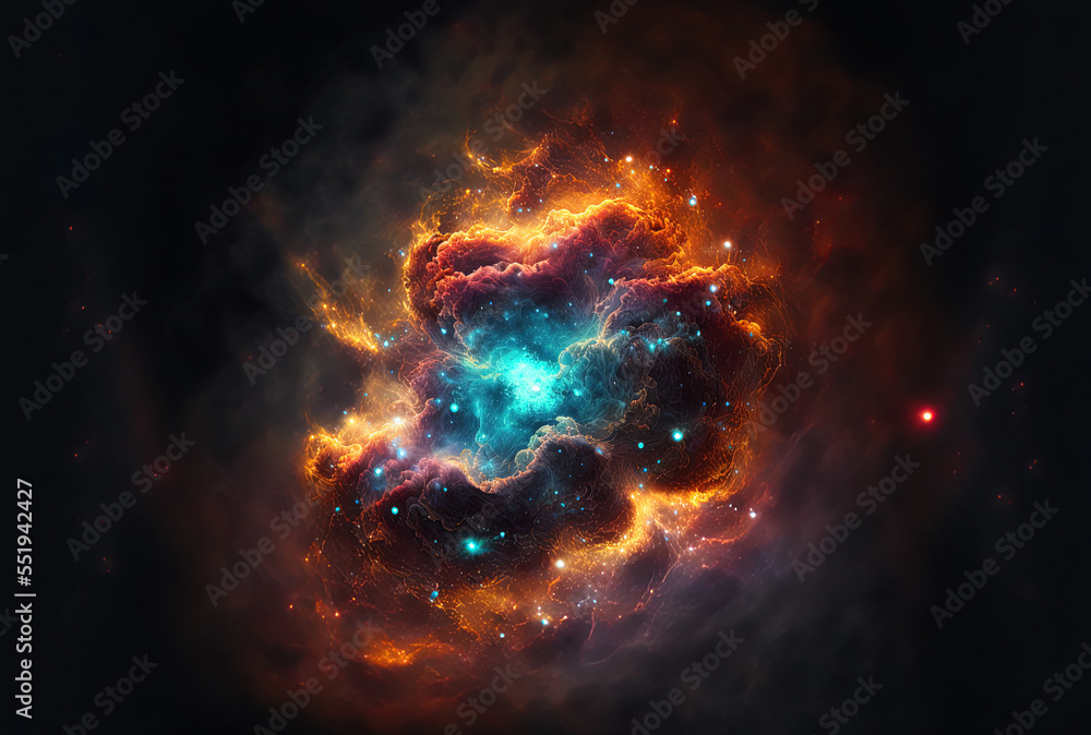 Illustration of a space nebula for use in scientific, research, and ...