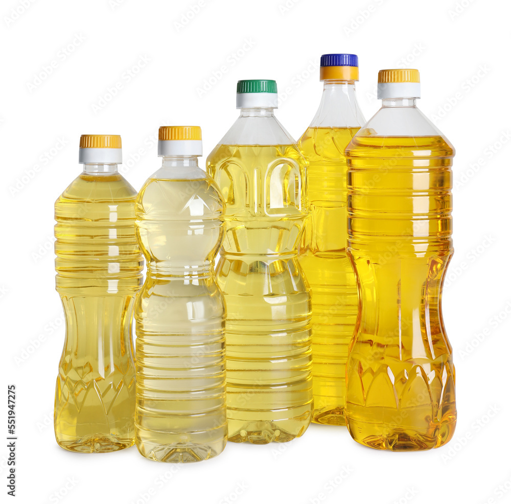 Poster Bottles of cooking oil on white background – Wall Art | UkPosters