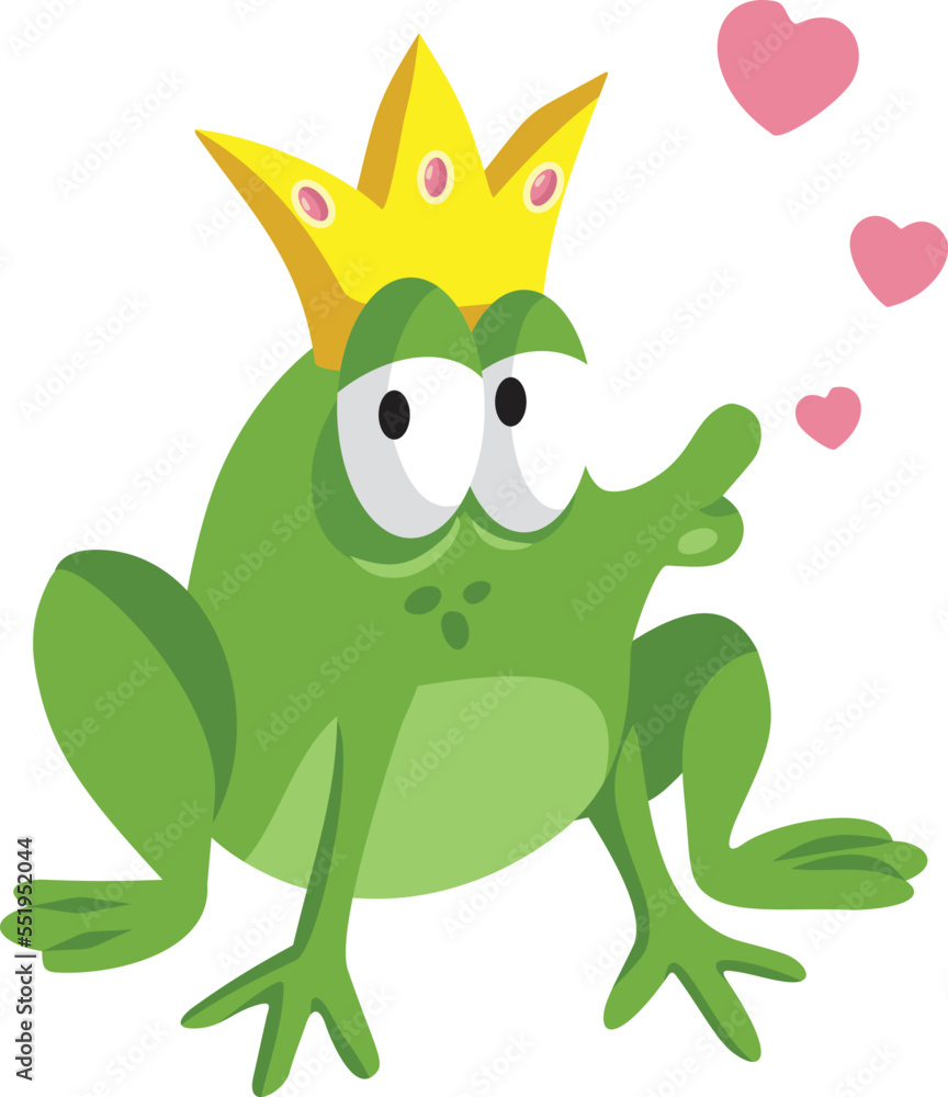 Prince Frog Character Sending Kisses Vector Cartoon Illustration. True ...