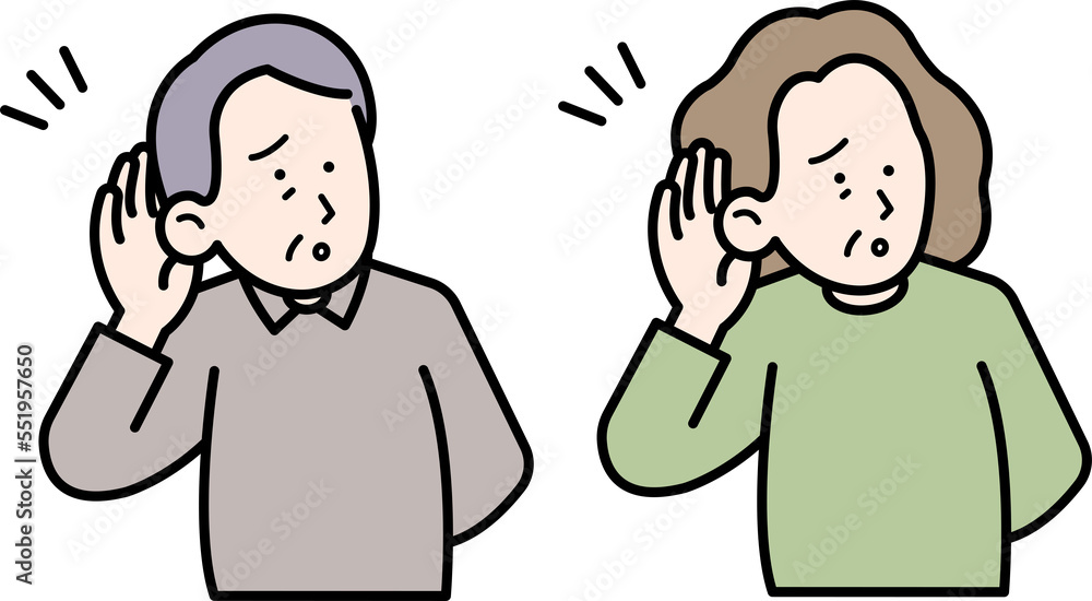 耳が遠い高齢者のイラスト素材セット Stock Illustration | Adobe Stock