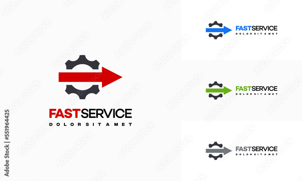 Fast Service Gear logo designs concept vector, Arrow and Gear logo ...