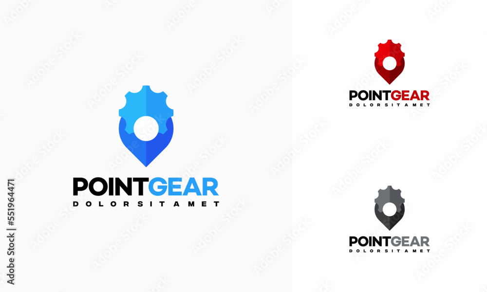 Service point logo designs concept vector, Gear and Point Place logo ...