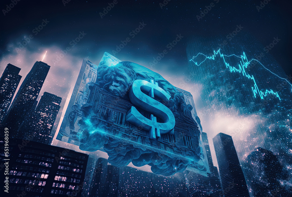 Money online banking app currency and financial concept double exposure ...