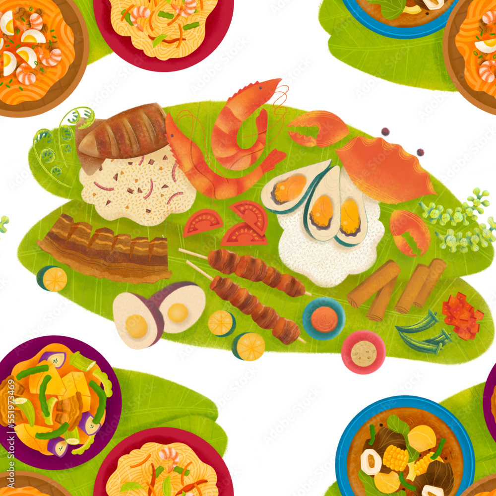 Filipino pansit, pinakbet, bulalo, and boodle fight food spread with ...