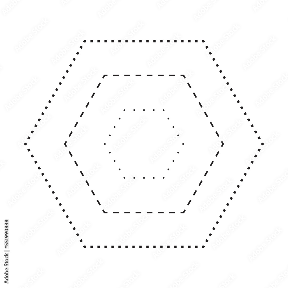 Tracing hexagon shape symbol, dashed and dotted broken line element for ...