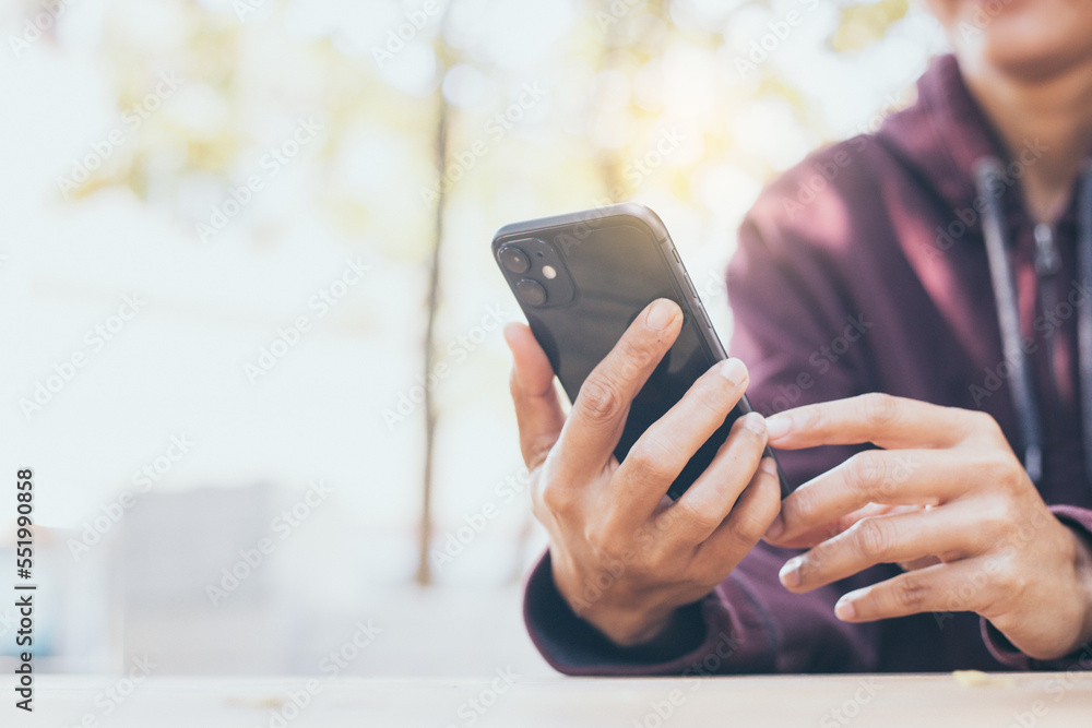 using cell phone hand holding mobile texting message contact us ...