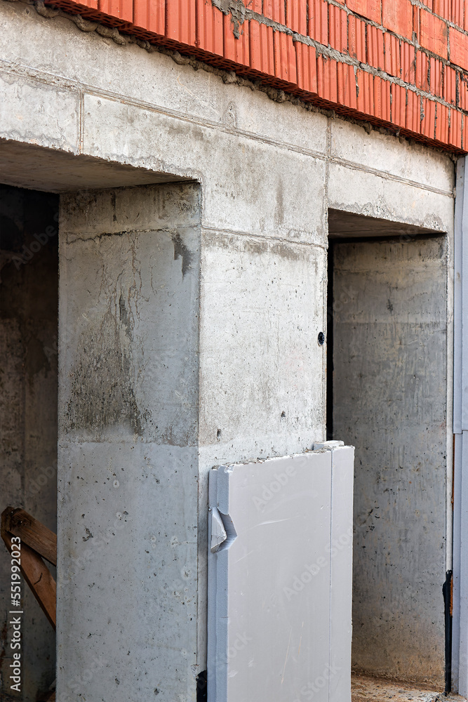 Wall insulation with polystyrene foam. Insulation and waterproofing of ...