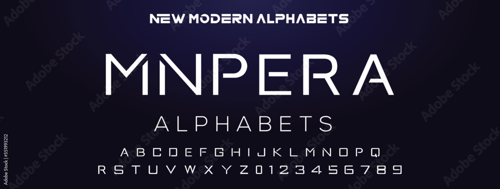 MNPERA Sports minimal tech font letter set. Luxury vector typeface for ...
