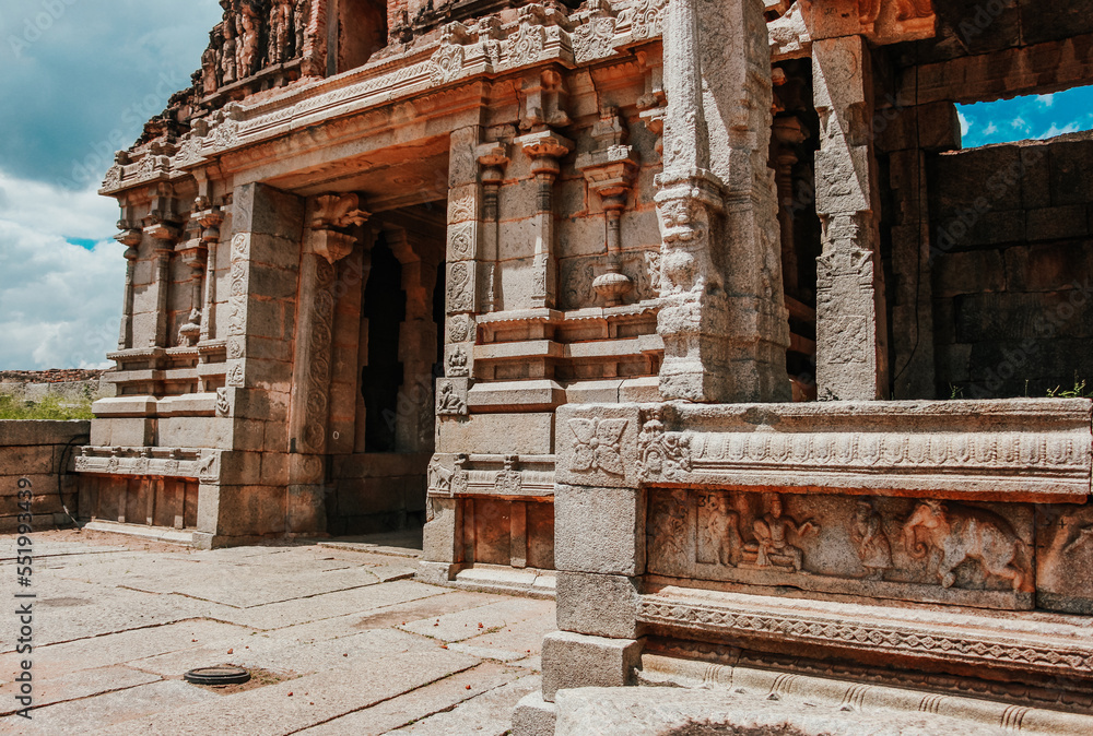 The Vittala Temple or Vitthala Temple in Hampi Pillars with entrance ...