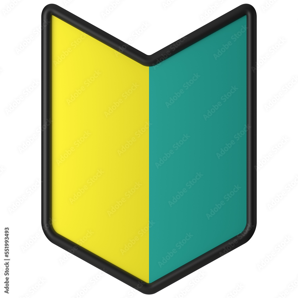 3d illustration of japanese symbol for beginner icon logo with ...