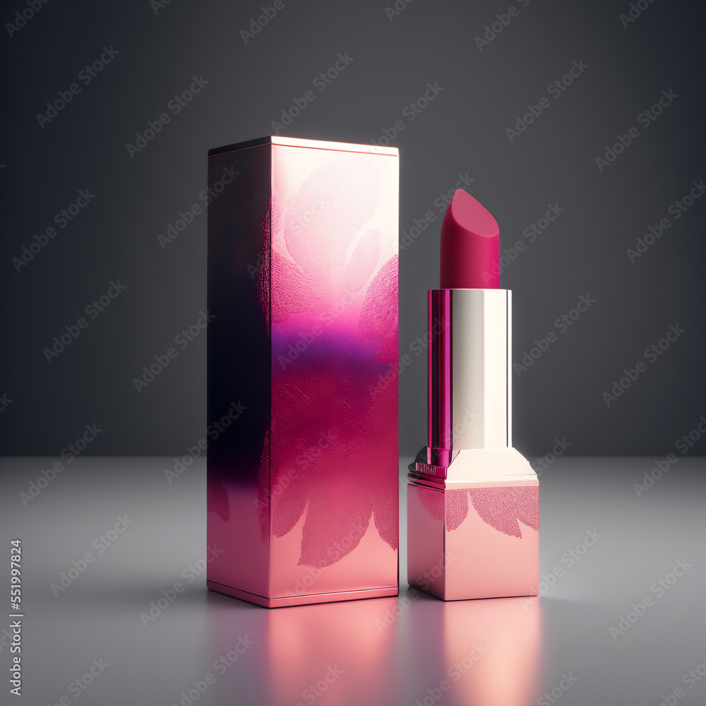 Modern and elegant lipstick packaging on black background with open ...