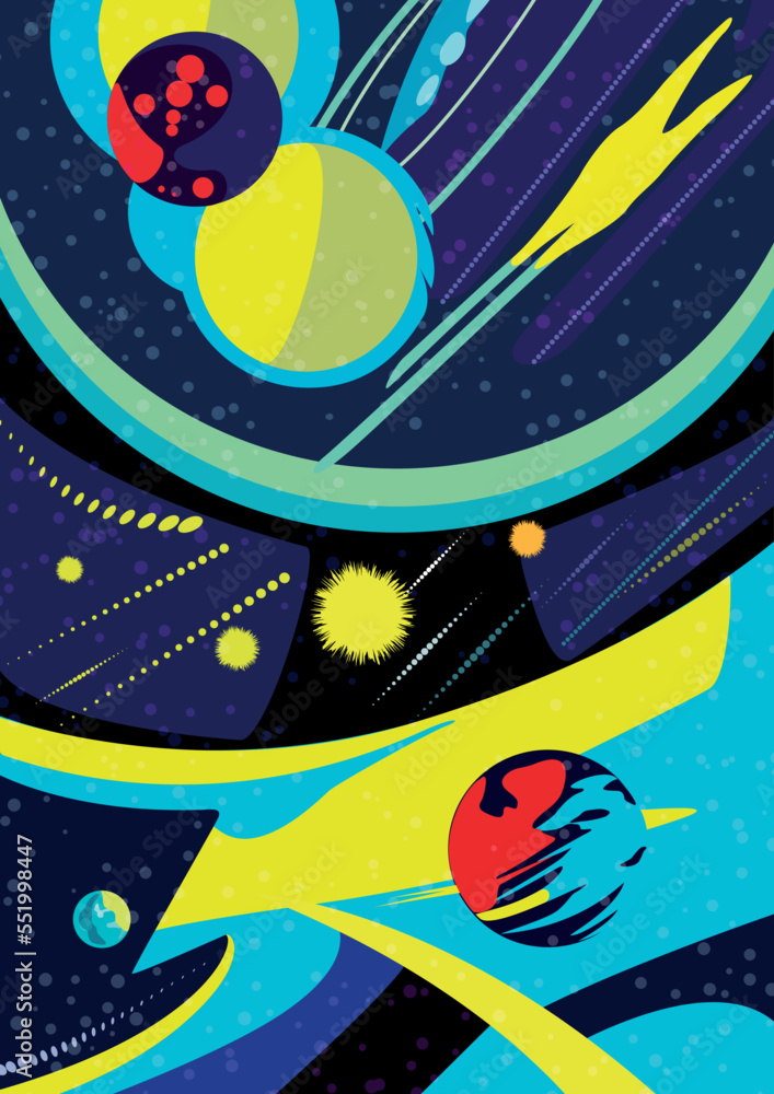 Outer space background. Cosmos scenes with planets, stars, comets ...