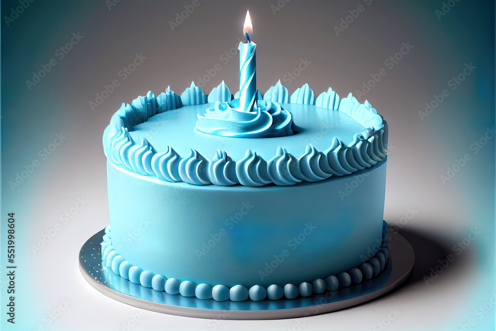 tasty delicious birthday cake with one candle Stock Illustration ...