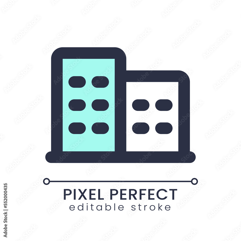 Hotel pixel perfect RGB color ui icon. Providing lodging. Paid service ...