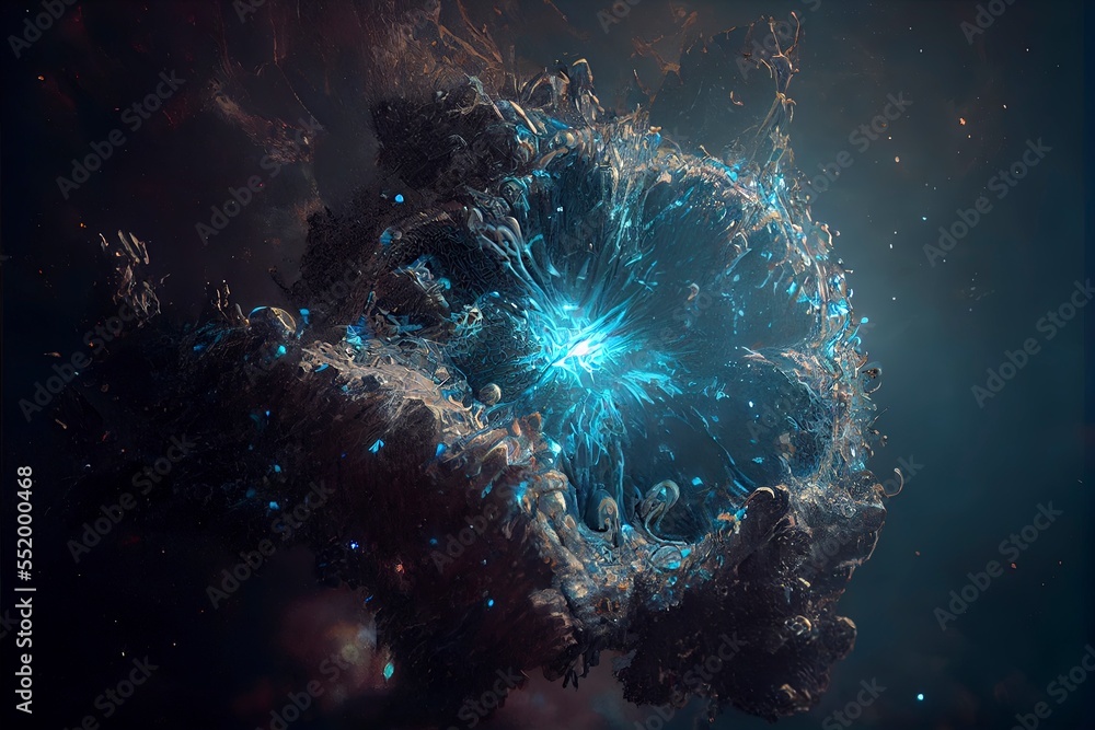 Illustration of the Big Bang. Exploding star in outer space. 3d Render ...