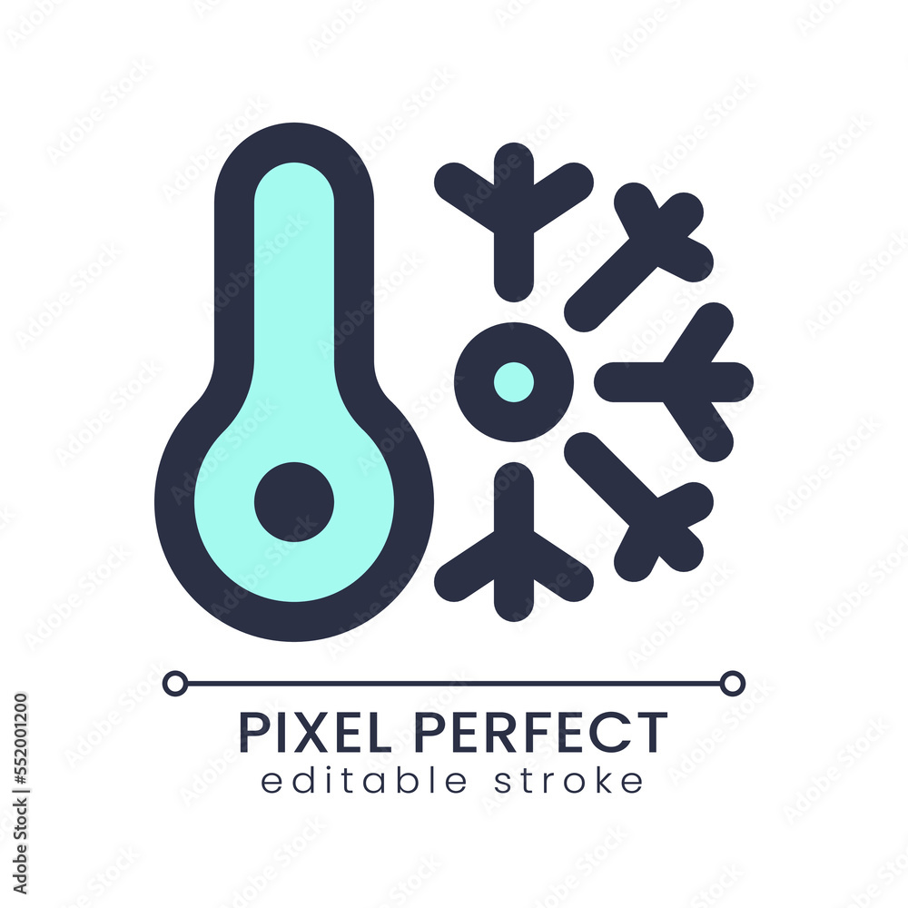 Climate control system pixel perfect RGB color ui icon. Cooling ...
