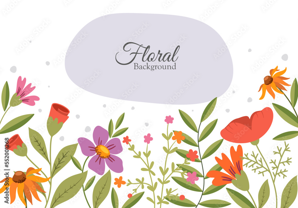 cute cartoon flower background with mack and leaves Stock Vector ...