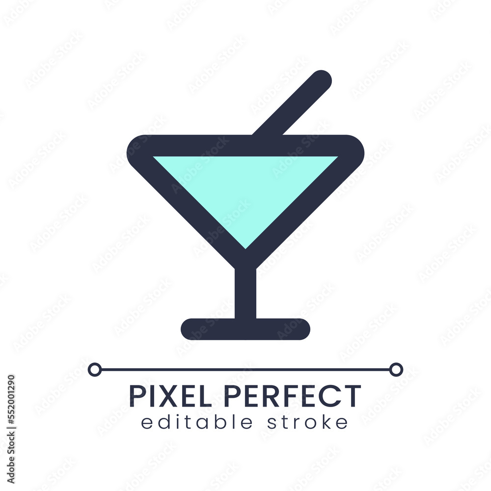 Vetor do Stock: Bar pixel perfect RGB color ui icon. Drinking cocktail ...