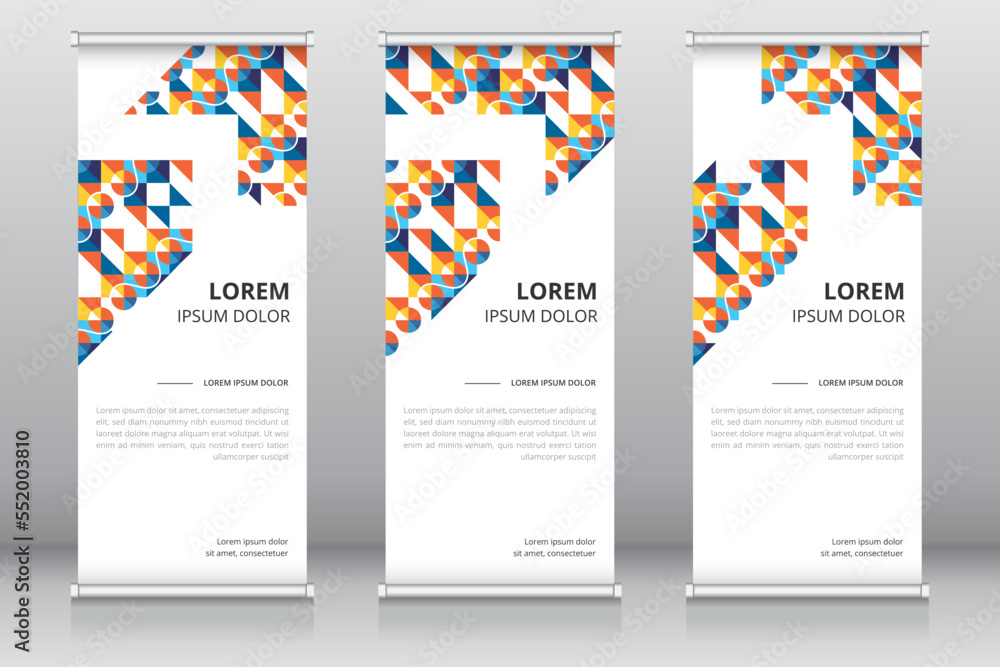 Modern and colorful roll up banner template or vertical signboard ...