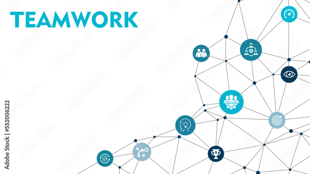 Teamwork simple concept icons set. Contains such icons as collaboration ...