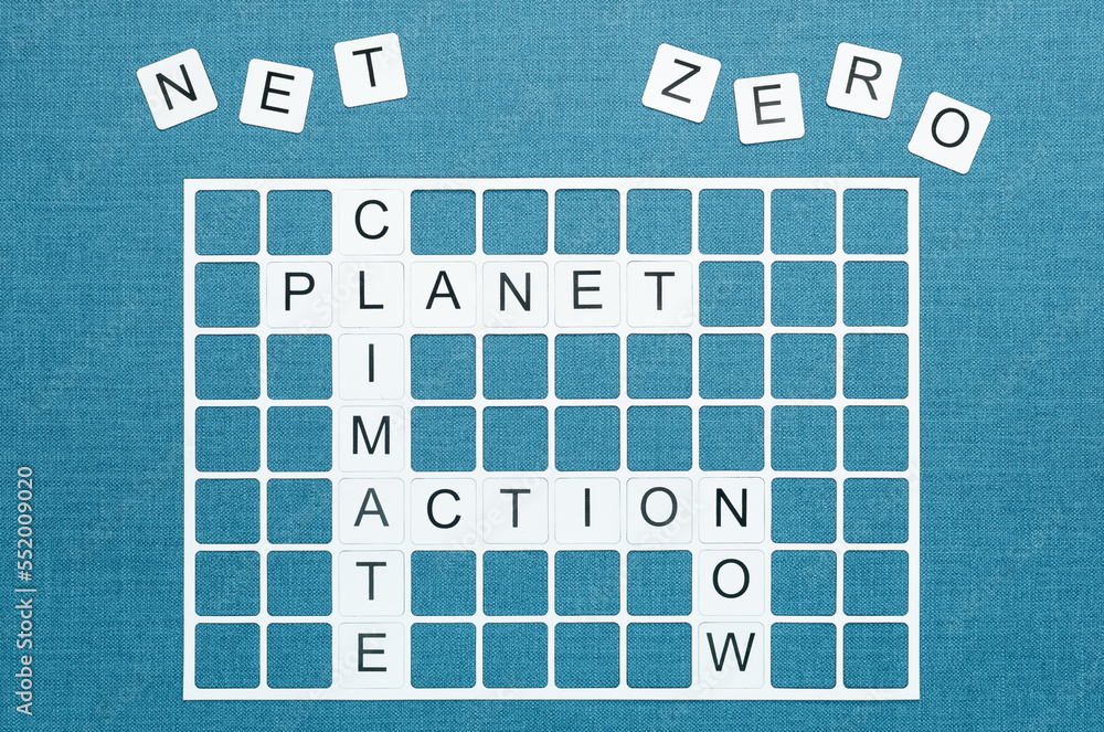 Mots croisés avec les mots Planète, Climat, Action, Maintenant, Net ...